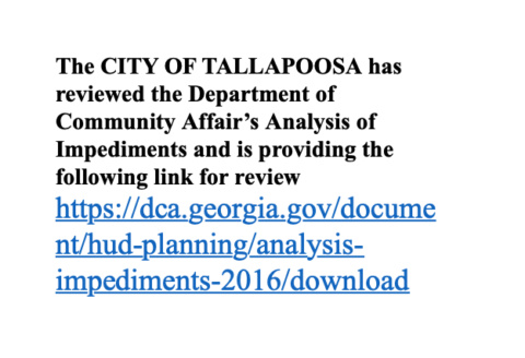 DCA 2016 State of Georgia - City Of Tallapoosa, Georgia
